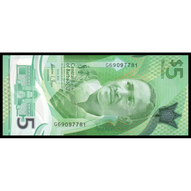 Banknote | Barbados, P-w81, 5 dollars, polymer, 2022 | 11.20